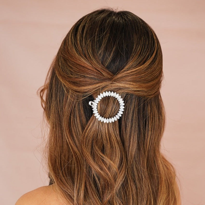 Circle Barrette | Crystal Barrettes for Thick Hair | Knot Me Pretty